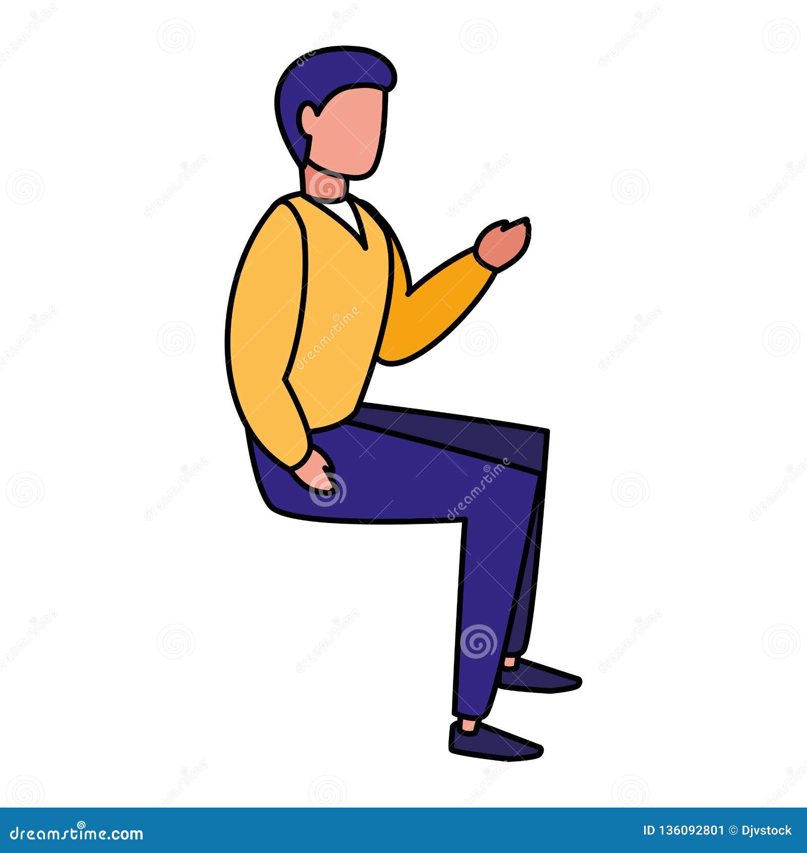 Young man seated character stock vector. Illustration of model - 136092801