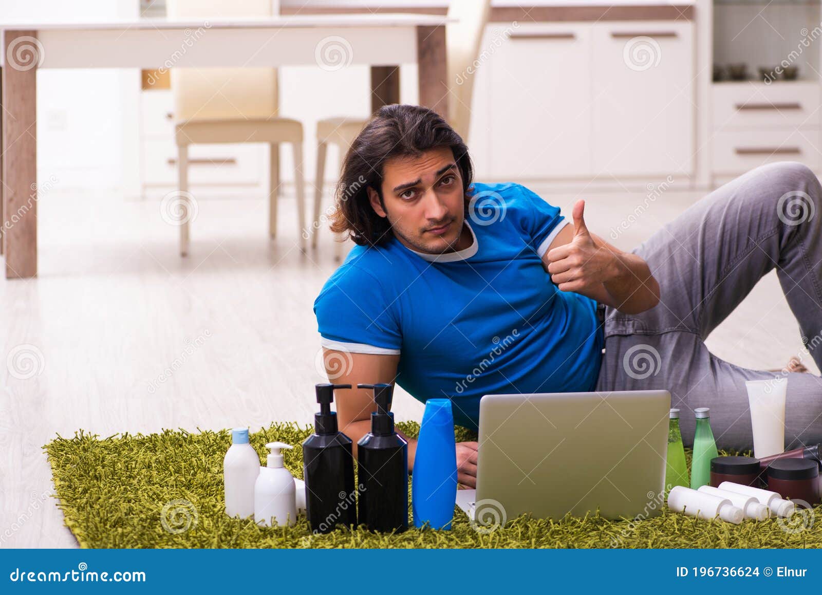 Young Man Selling Cosmetics Via Internet Stock Photo - Image of manager ...