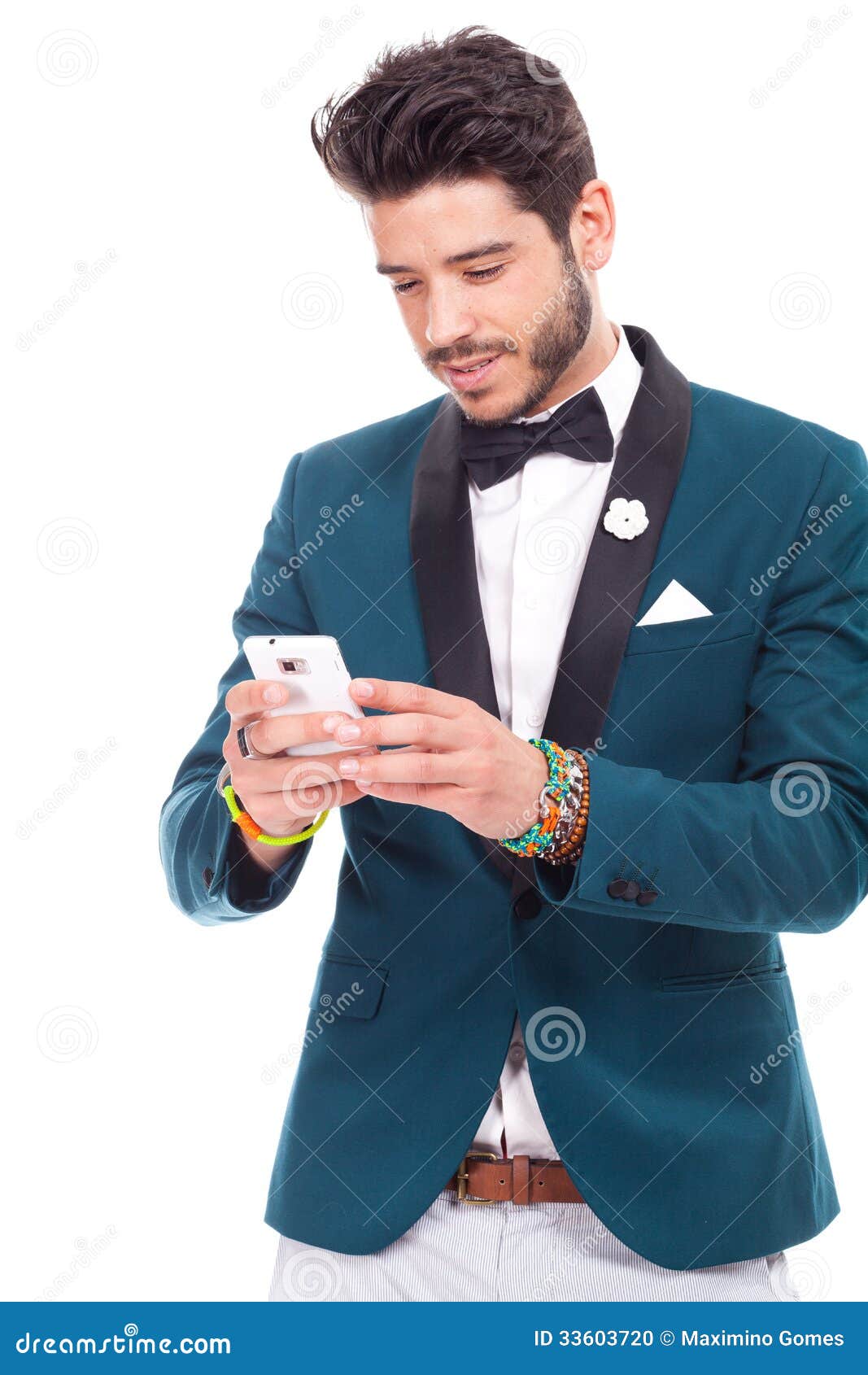 Young man sending messages stock photo. Image of smile - 33603720