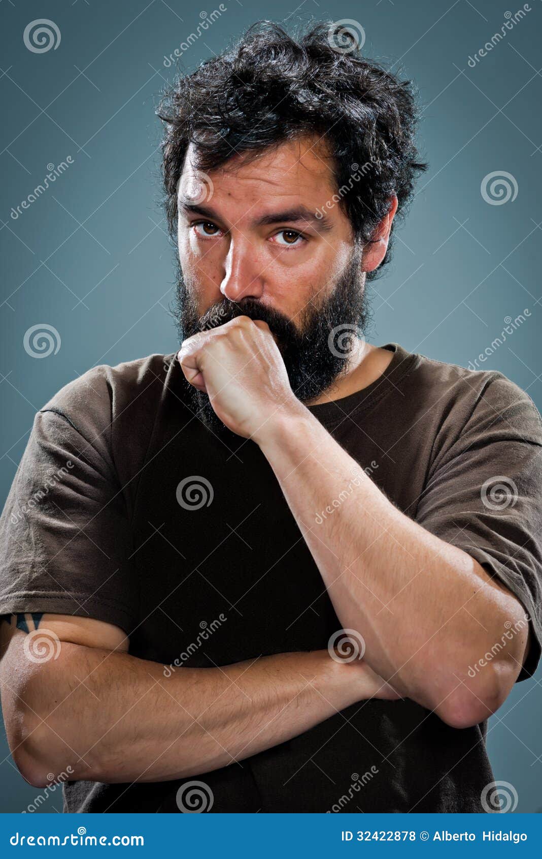 Young Man with Serious Expression Stock Photo - Image of casual, front ...
