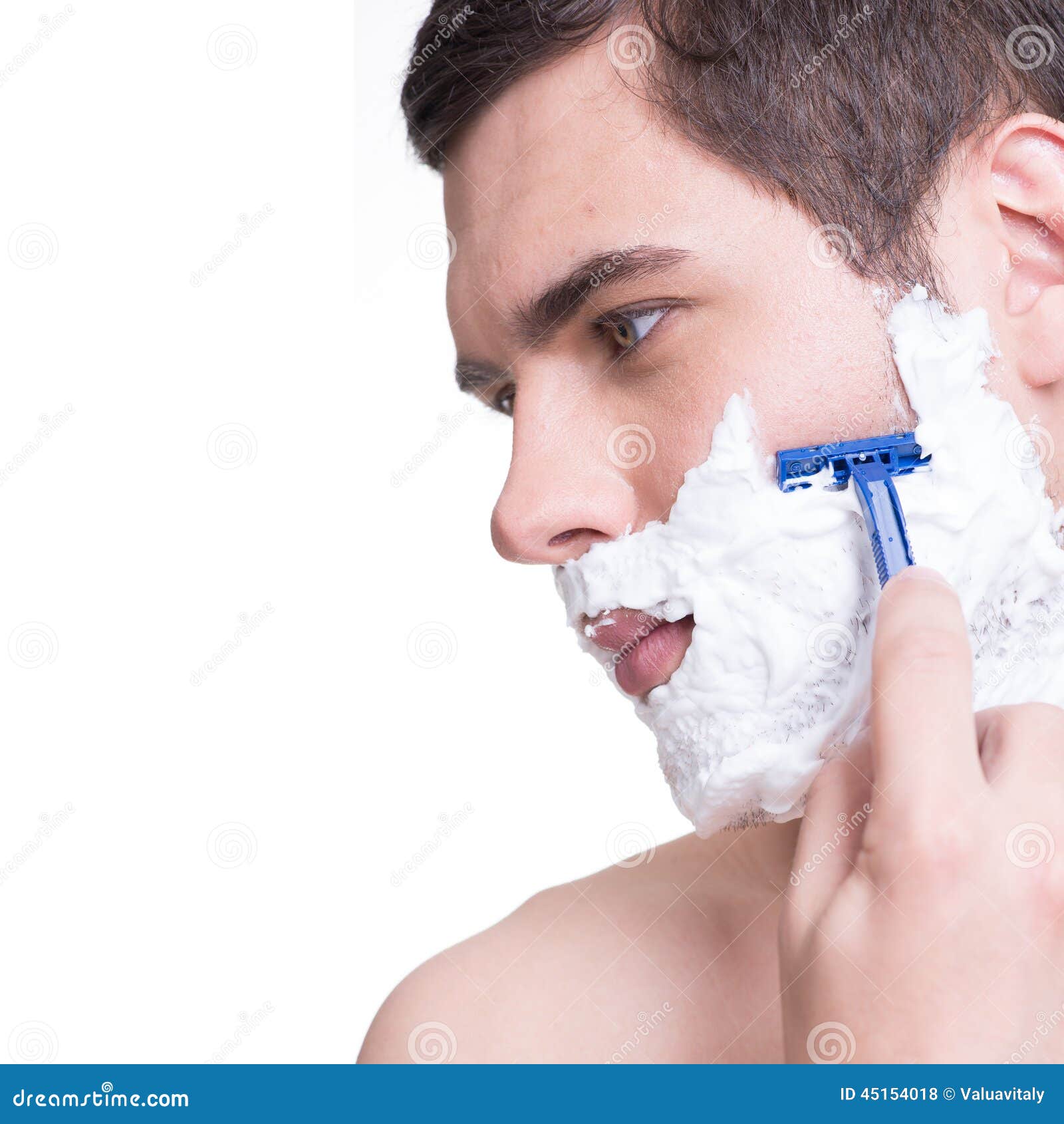 Young Man Shaving the Beard with the Razor Stock Photo - Image of male ...