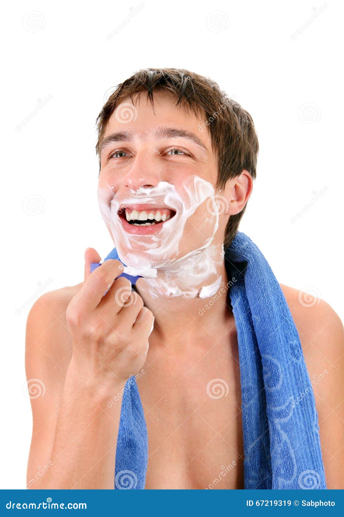 Young Man Shaving stock image. Image of hands, pleasure - 67219319