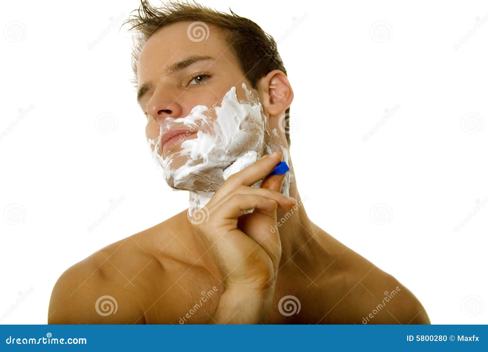 Young Man Shaving His Beard Stock Photo - Image of sharp, isolated: 5800280