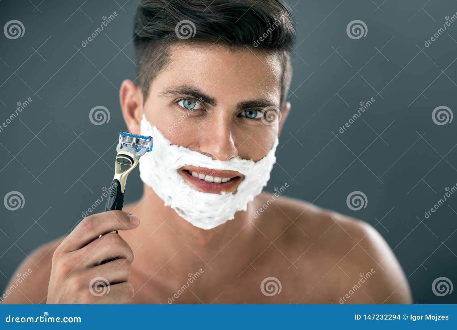 Young Man Shaving His Beard with Razor Stock Photo - Image of bath ... Young Man Shaving His Beard with Razor Stock Photo - Image of bath ...