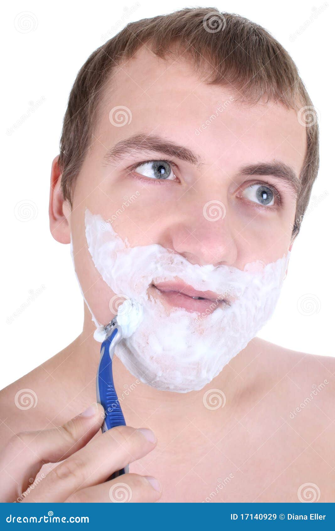 Young Man Shaving with Razor Stock Image - Image of beauty, portrait ...