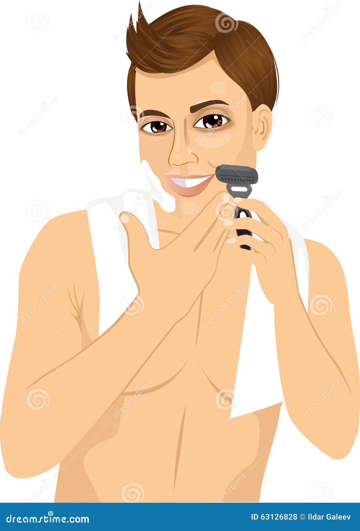 Young Man Shaving with Razor Stock Vector - Illustration of bathroom ...
