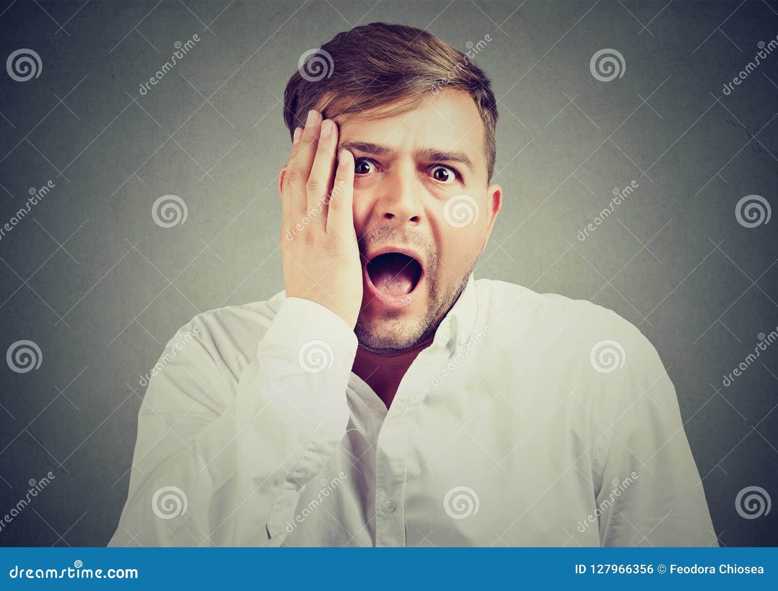 Young Man with Shocked Facial Expression Stock Photo - Image of fear ...