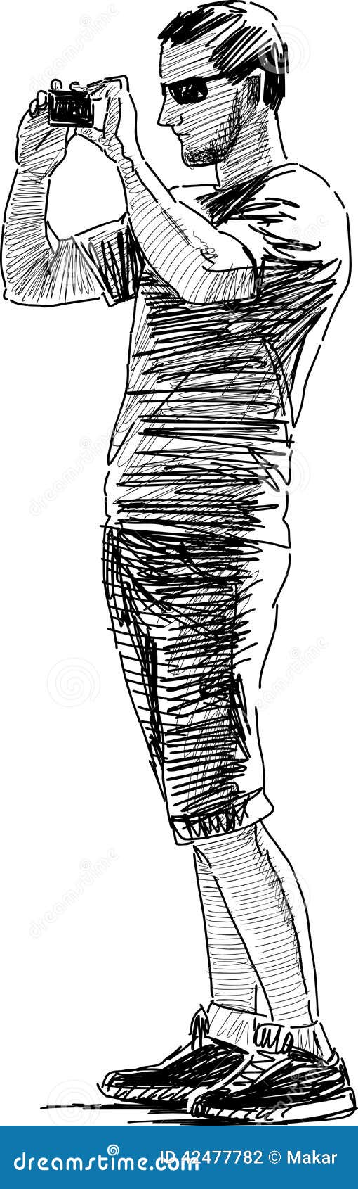 Young man shooting stock vector. Illustration of drawn - 42477782