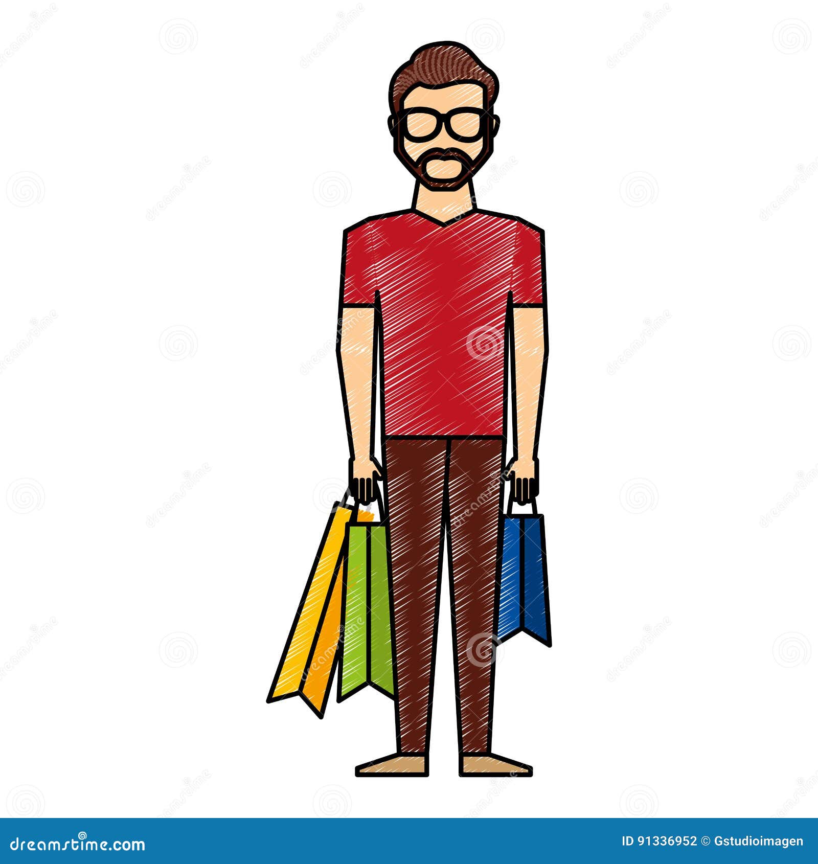 Young Man with Shopping Bags Stock Vector - Illustration of lifestyles ...