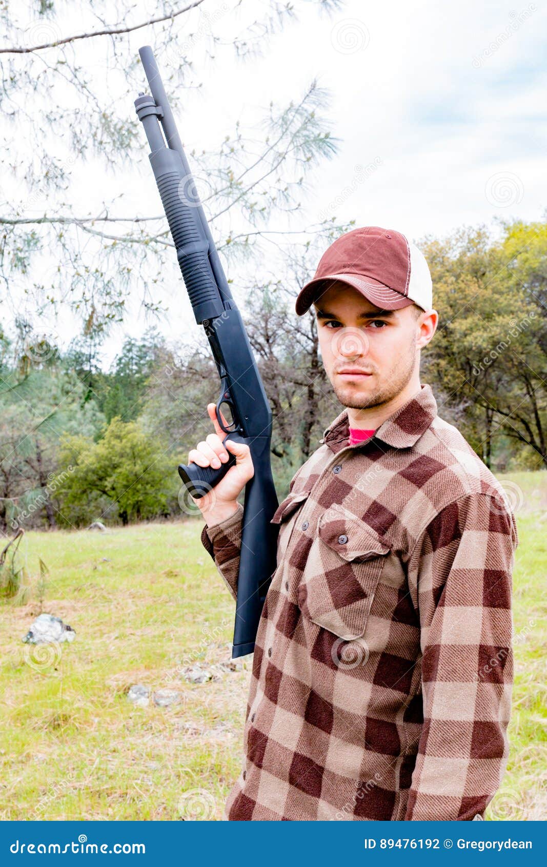 Young Man with Shotgun stock photo. Image of beauty, goatee - 89476192