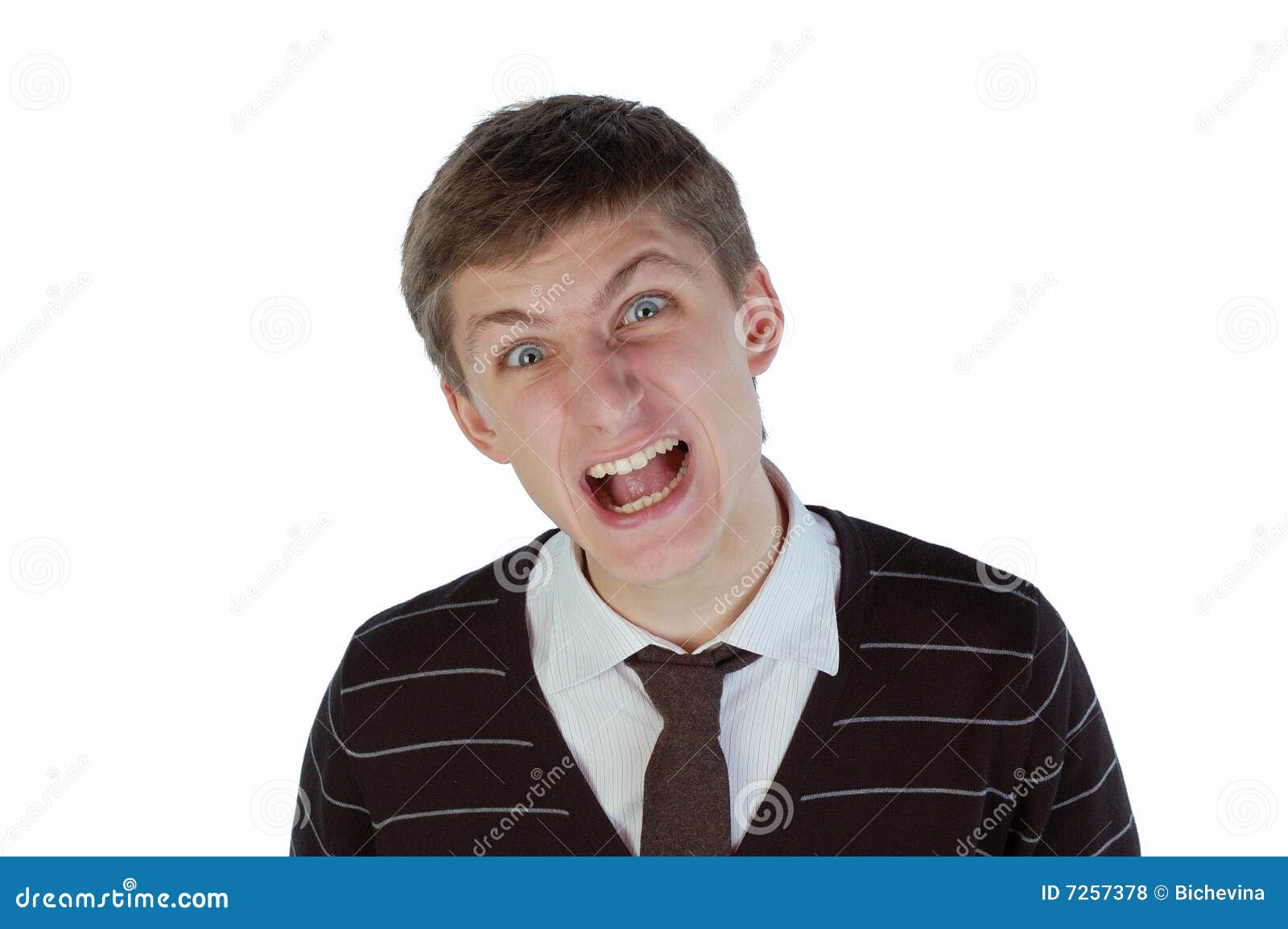 Young man shouting stock photo. Image of studio, shirt - 7257378