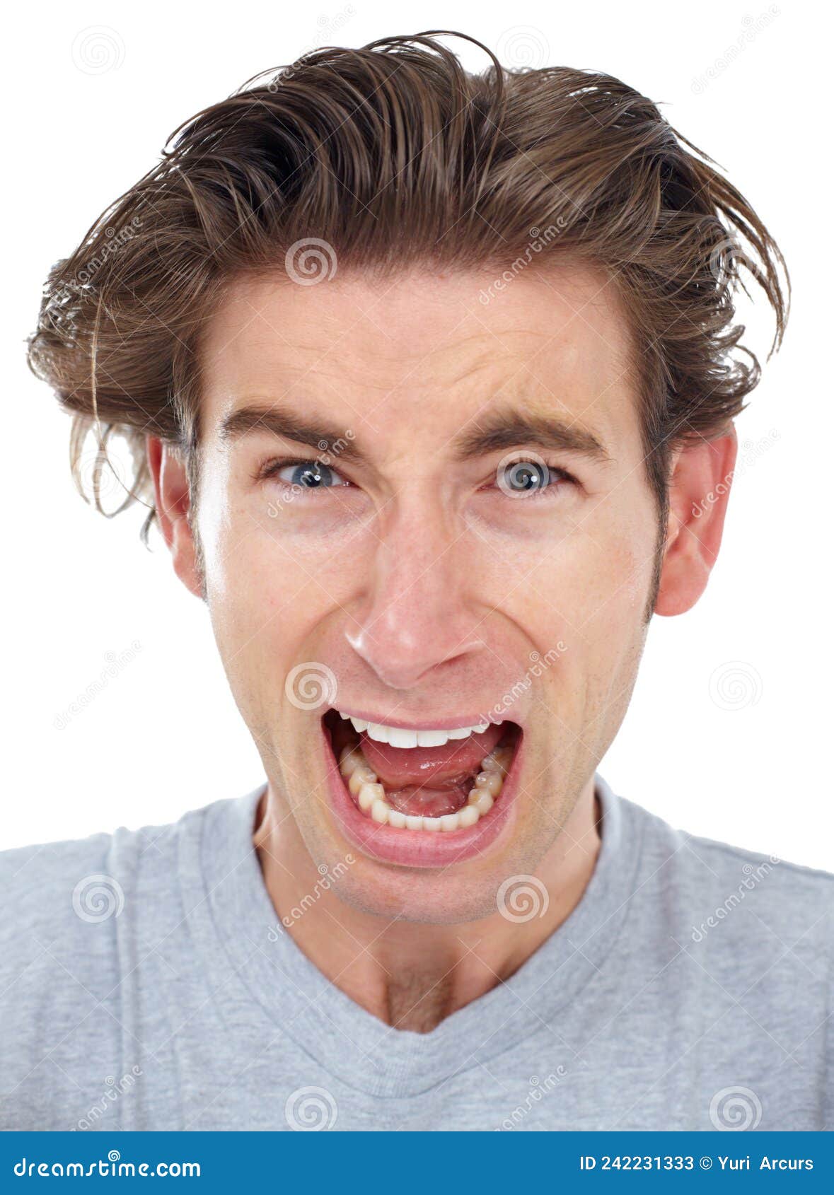 Unleashing His Frustration. Young Man Shouting at the Camera - Portrait ...