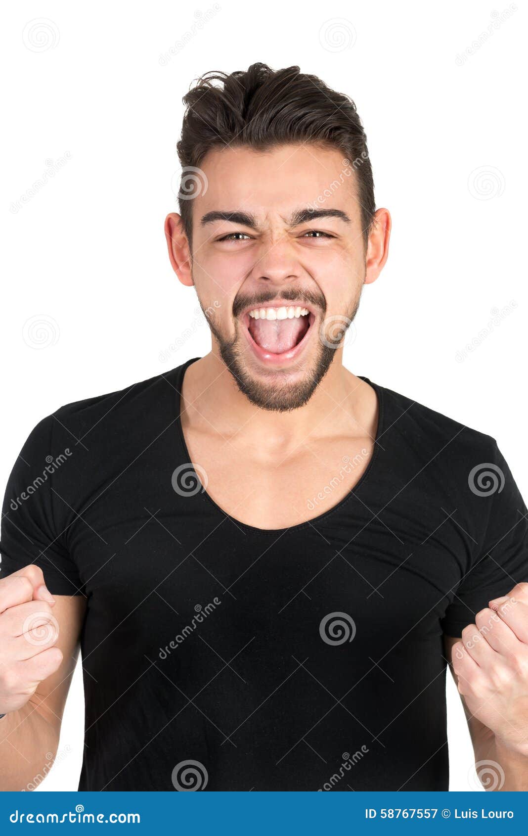Young man shouting stock image. Image of elegance, attractive - 58767557