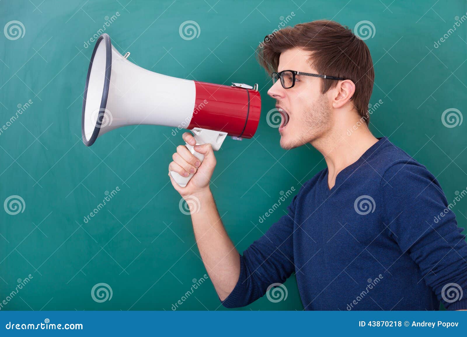 Young Man Shouting in Megaphone Stock Photo - Image of attractive ...