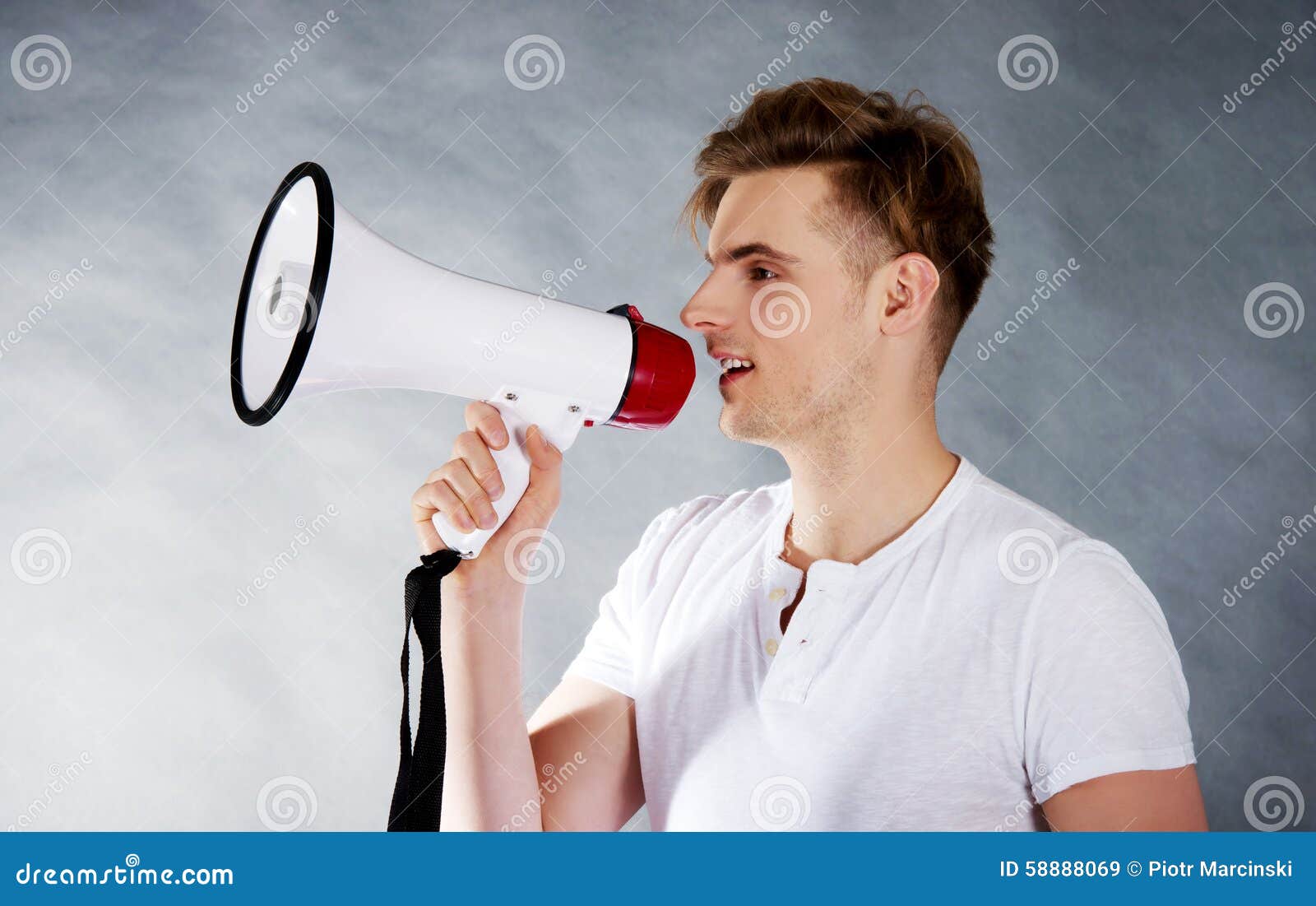 Young Man Shouting in Megaphone. Stock Image - Image of concept, loud ...