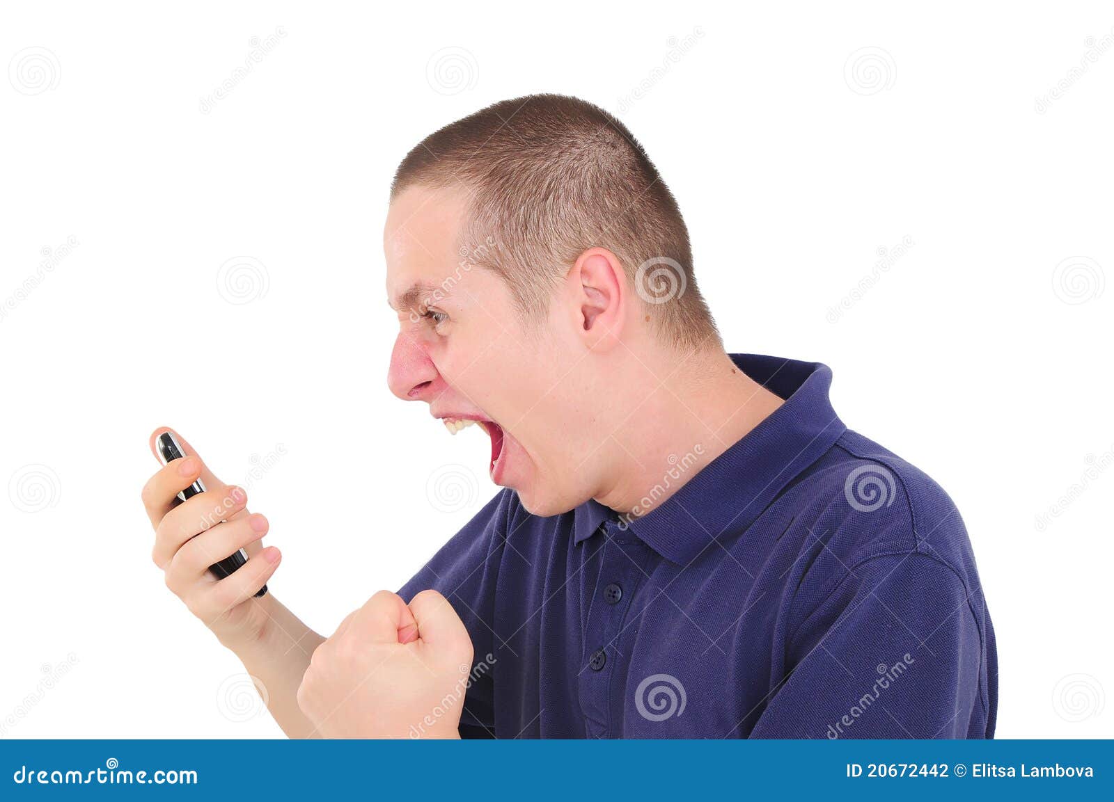 Young Man Shouting on the Phone Stock Photo - Image of mouth ...