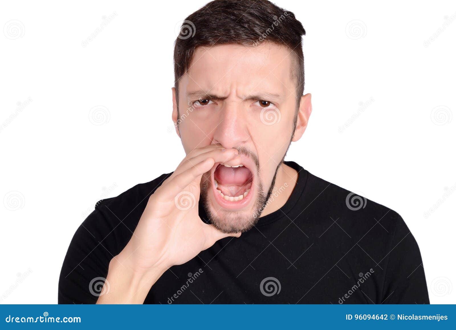 Young man shouting. stock photo. Image of person, masculine - 96094642