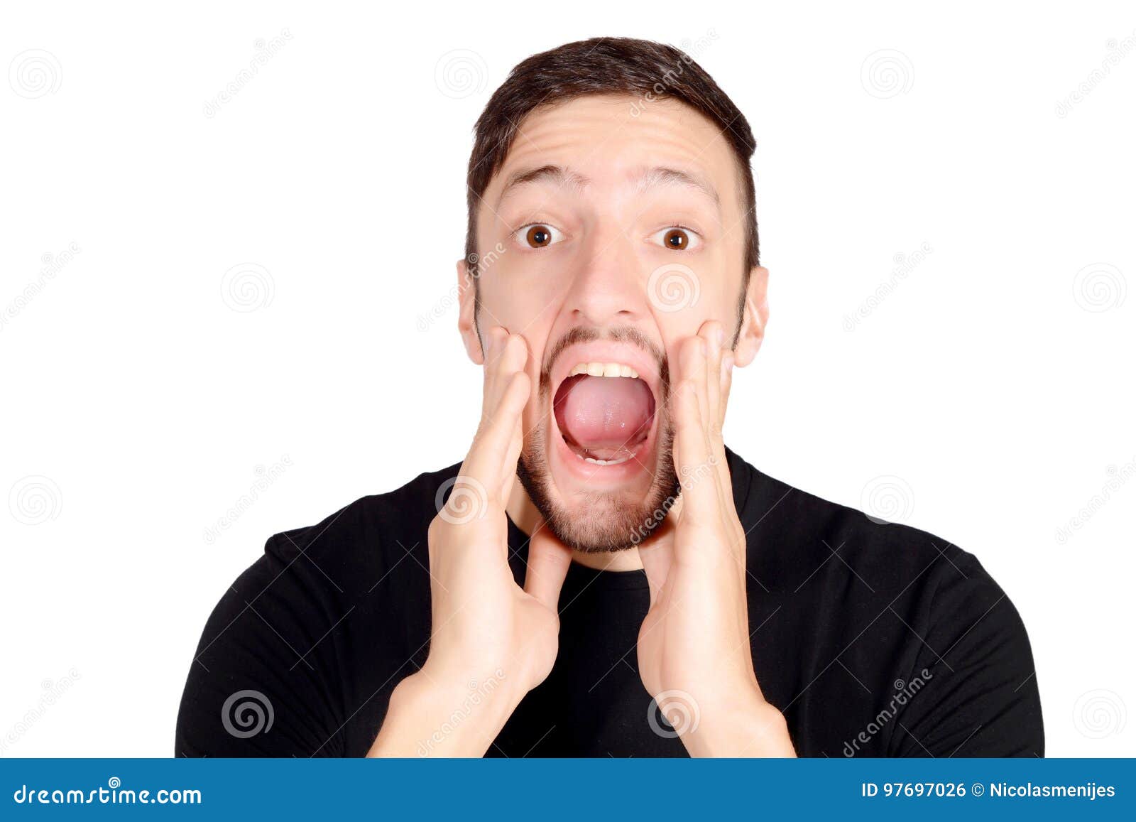 Young man shouting. stock photo. Image of casual, expression - 97697026