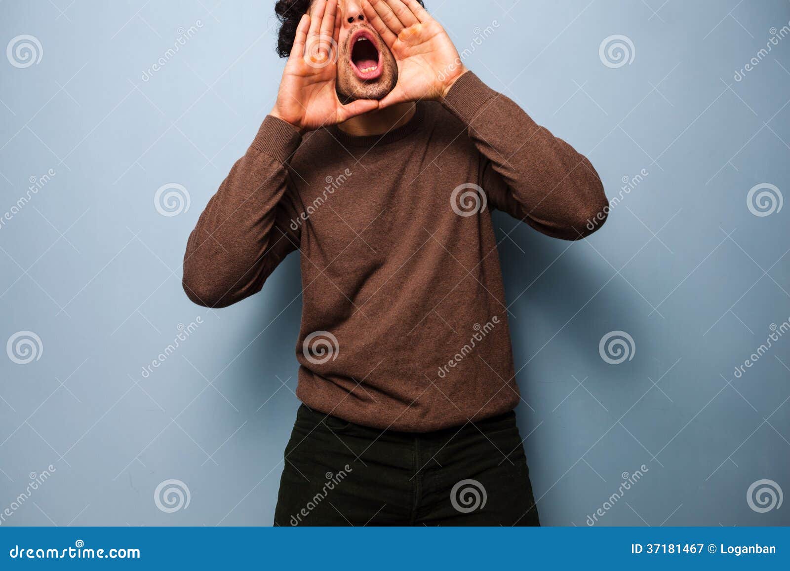 Young Man is Shouting To Get His Message Across Stock Image - Image of ...