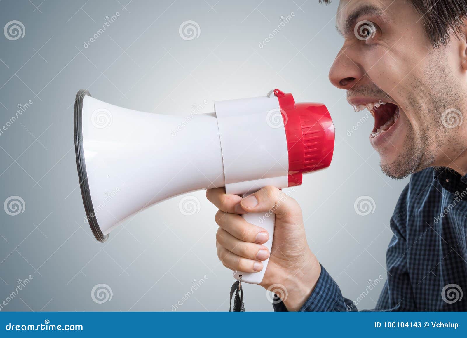 Young Man is Shouting To Megaphone and Announcing News Stock Image ... Young Man is Shouting To Megaphone and Announcing News Stock Image ...