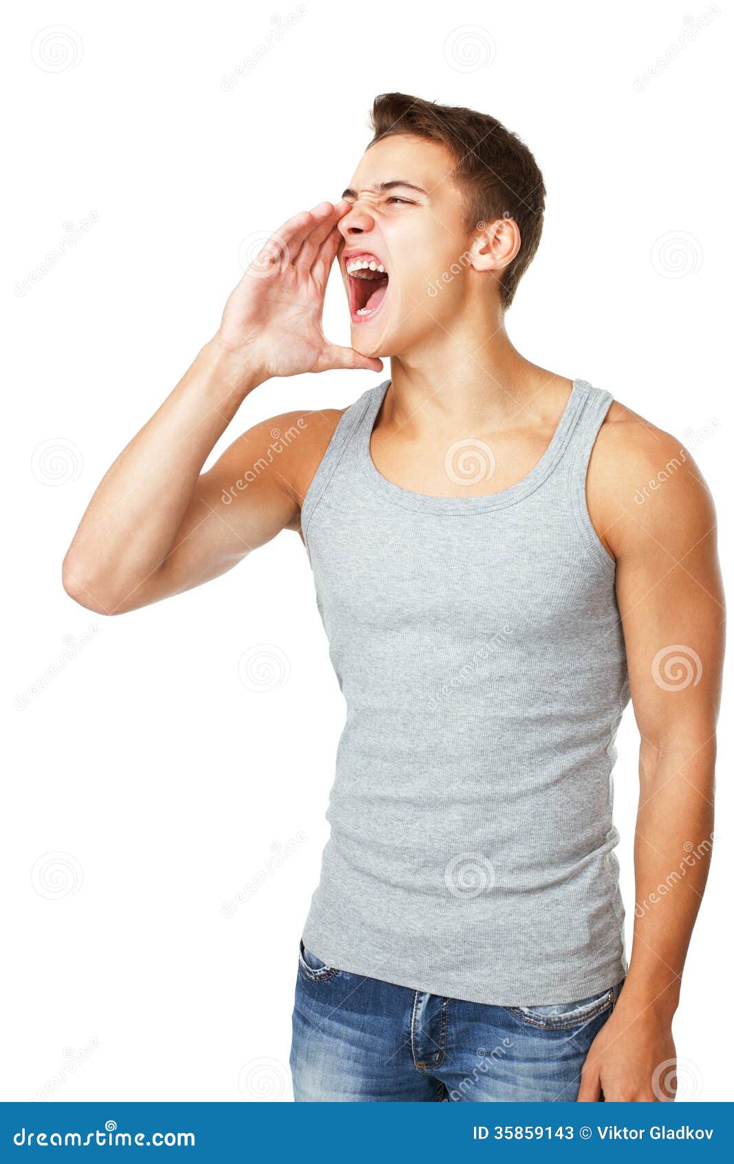 Young man shouting stock image. Image of aggression, portrait - 35859143