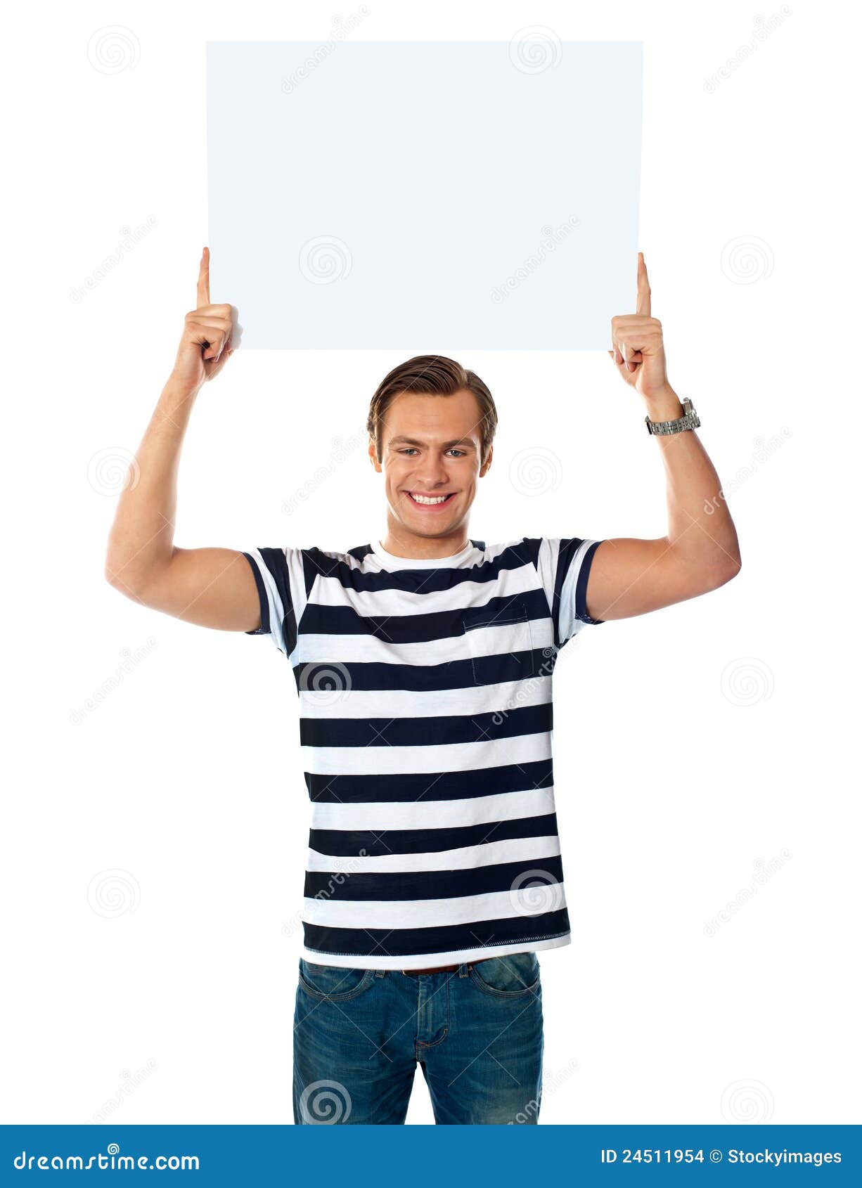 Young Man Showing Billborad Over His Head Stock Photo - Image of person ...