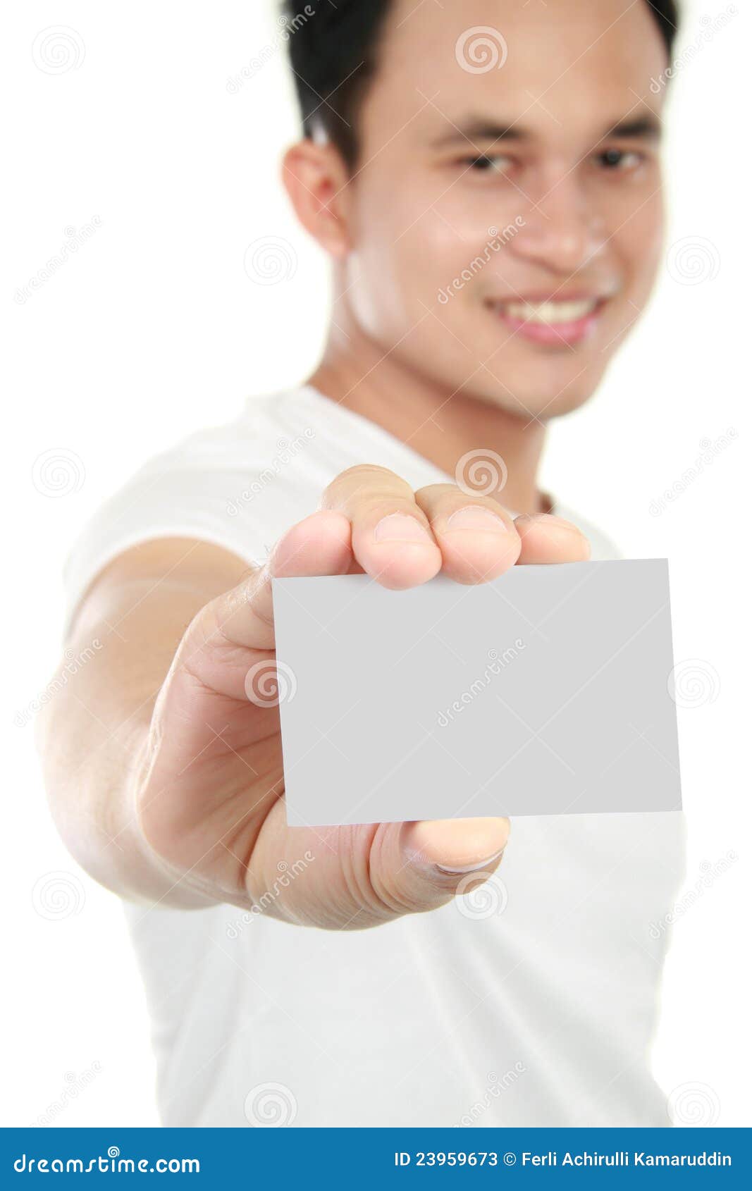 Young Man Showing Blank Card Stock Image - Image of hand, asian: 23959673