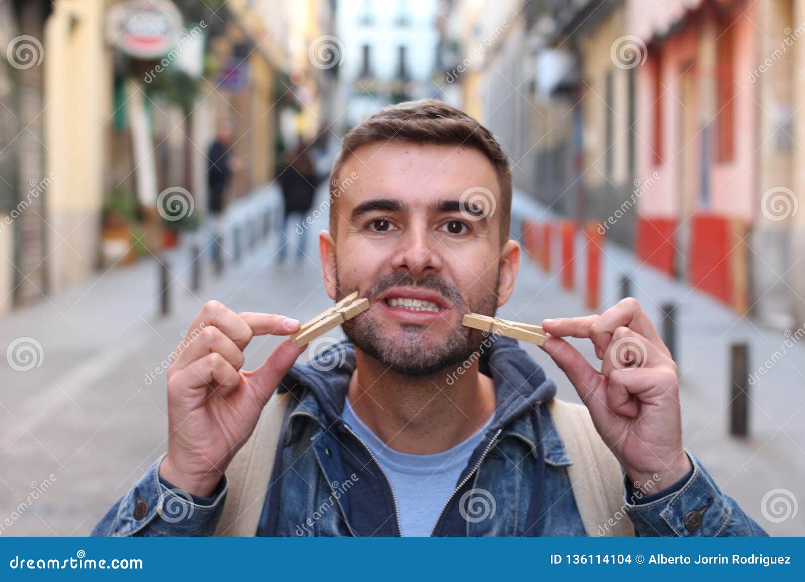 Young Man Showing False Appearance of Virtue Stock Photo - Image of ...