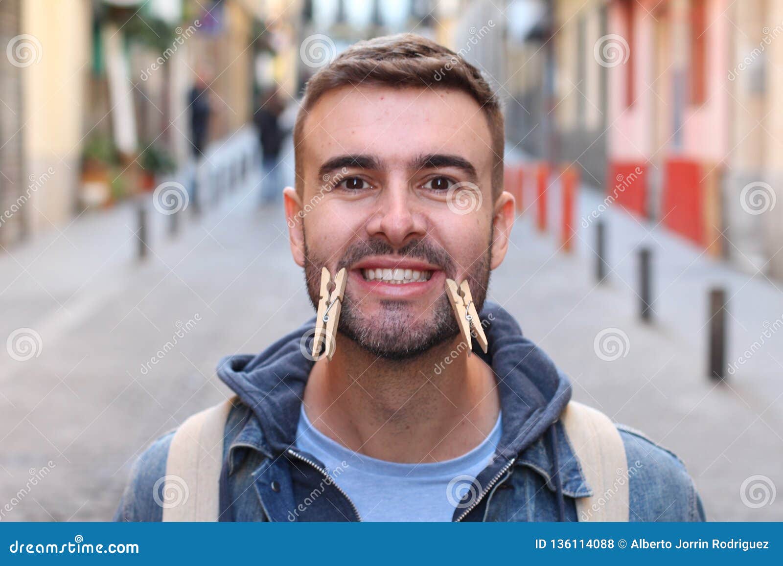 Young Man Showing False Appearance of Virtue Stock Photo - Image of ...