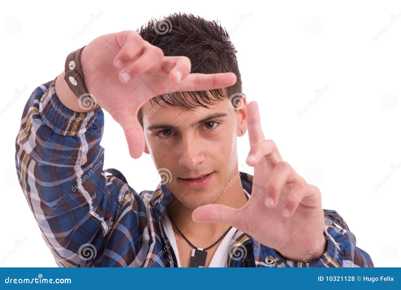 Young Man Showing Framing Hand Gesture Stock Photo - Image of palm ...