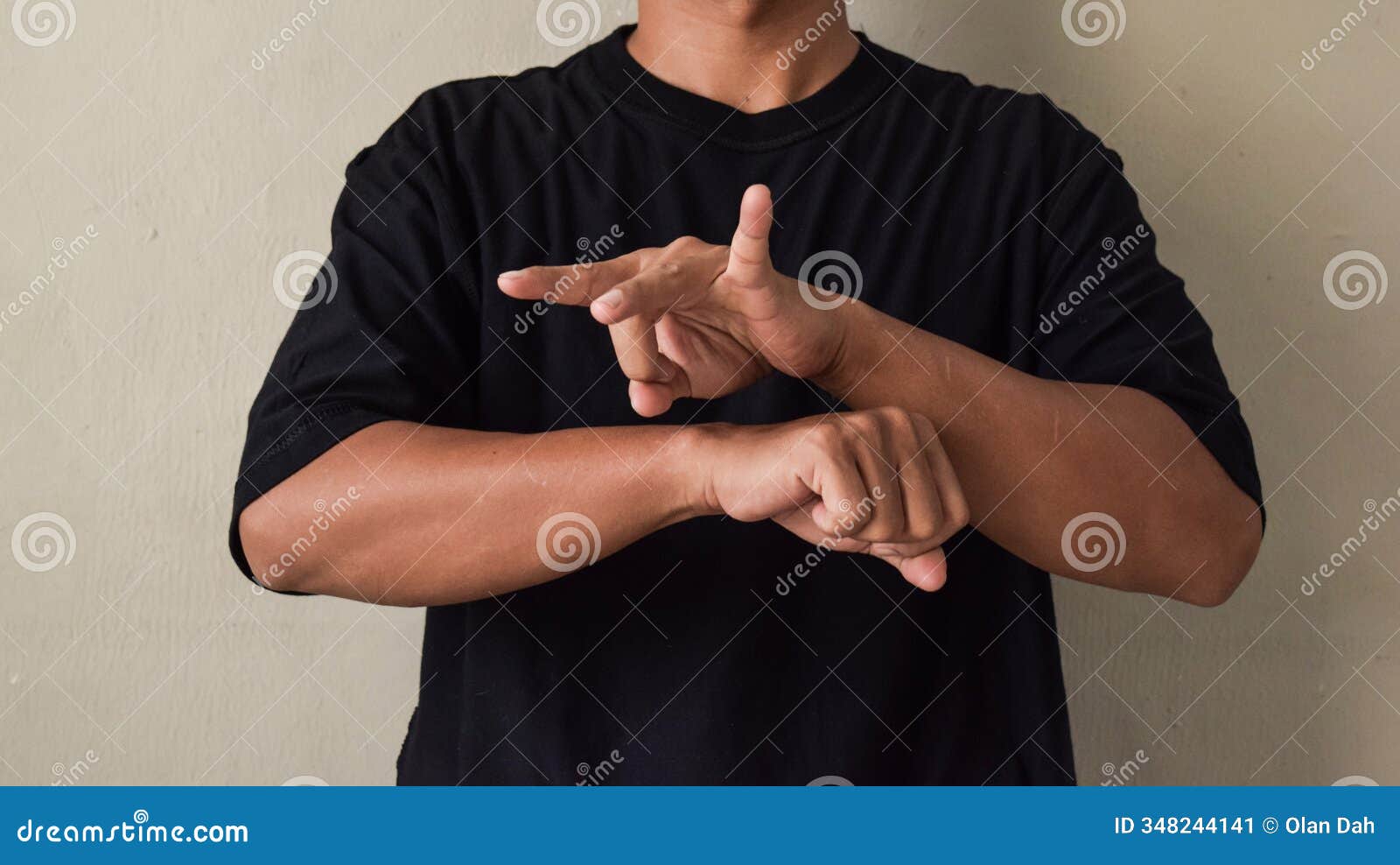 Young Man Showing Happiness Using Sign Language Stock Image - Image of ...