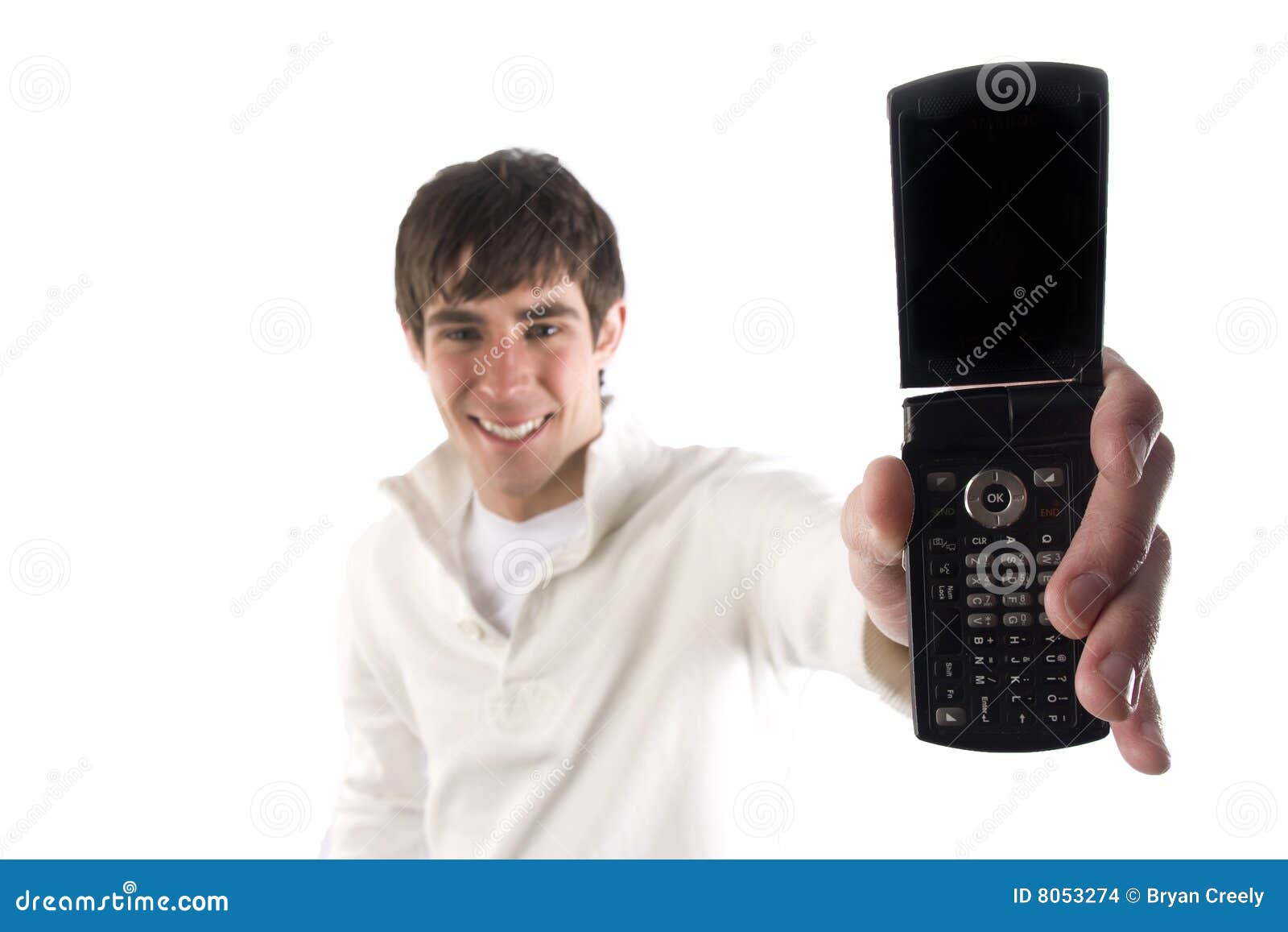 Young Man Showing His Phone Stock Photo - Image of attractive, isolated ...
