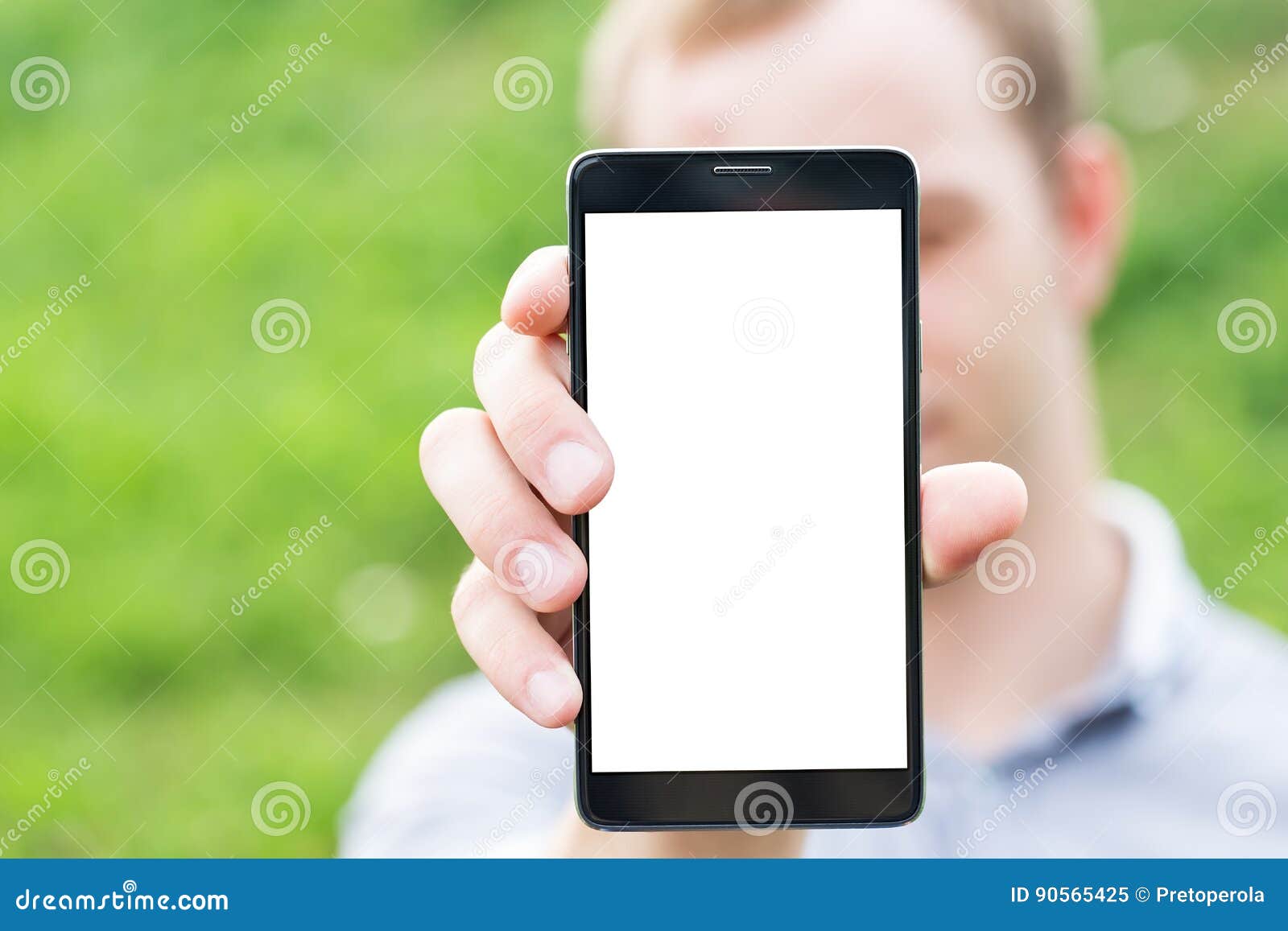 Young Man Showing a Mobile Phone Application Stock Image - Image of ...