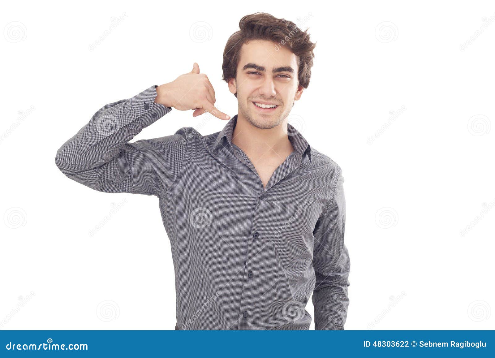 Call Gesture Concept: Man In Gesture To Call Someone With His Hand ...