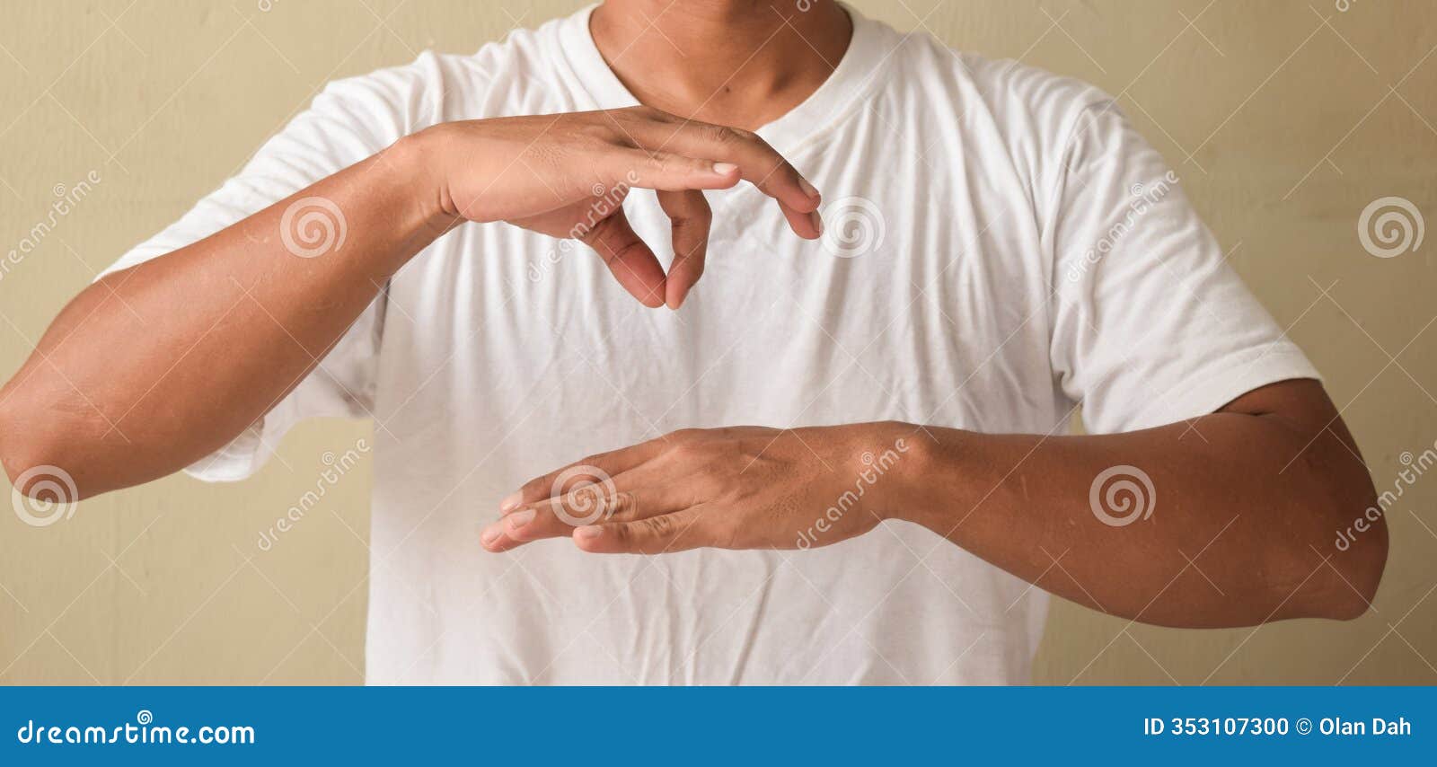 Young Man Showing Sign Language with Hand Gestures Speaking Body ...