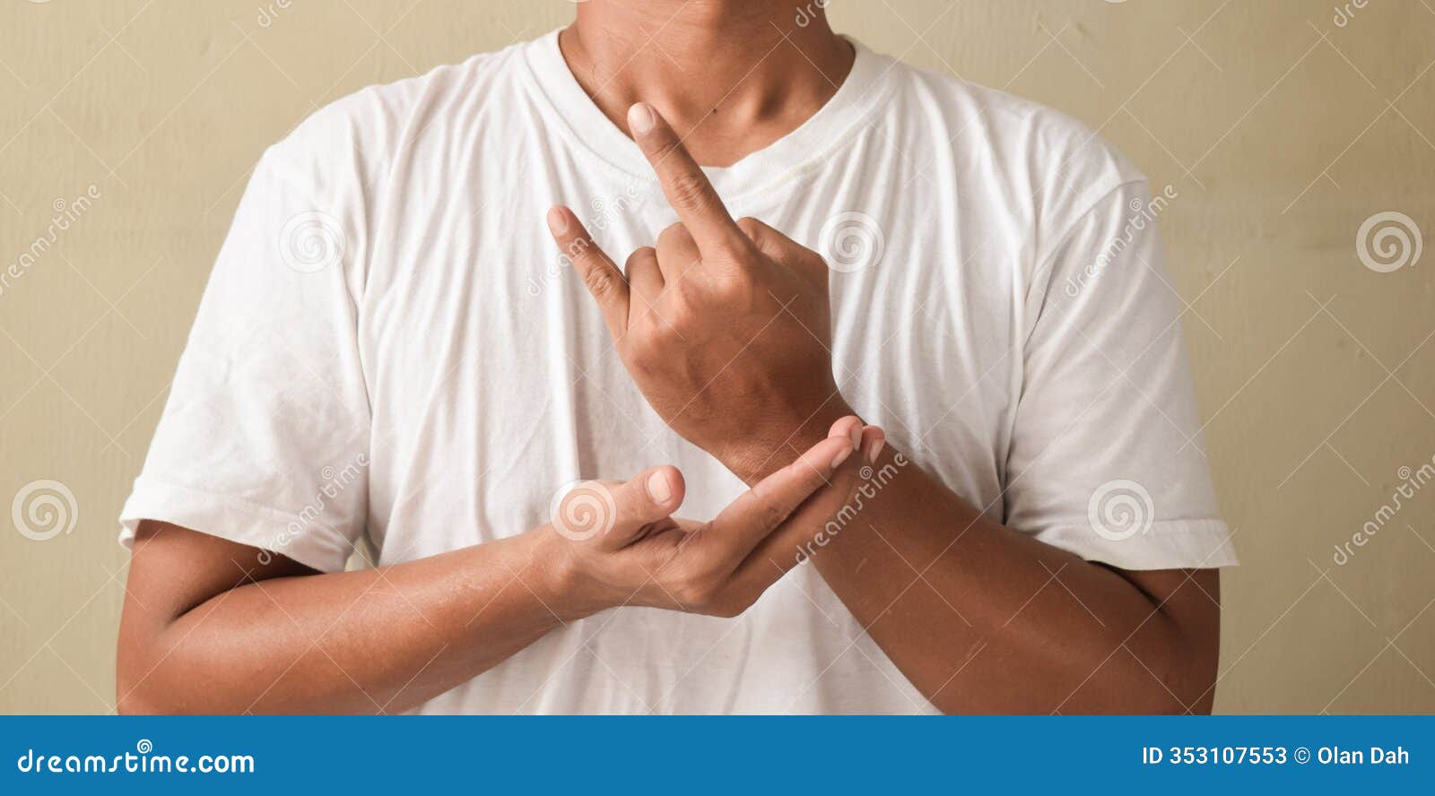 Young Man Showing Sign Language with Hand Gestures Speaking Body ...
