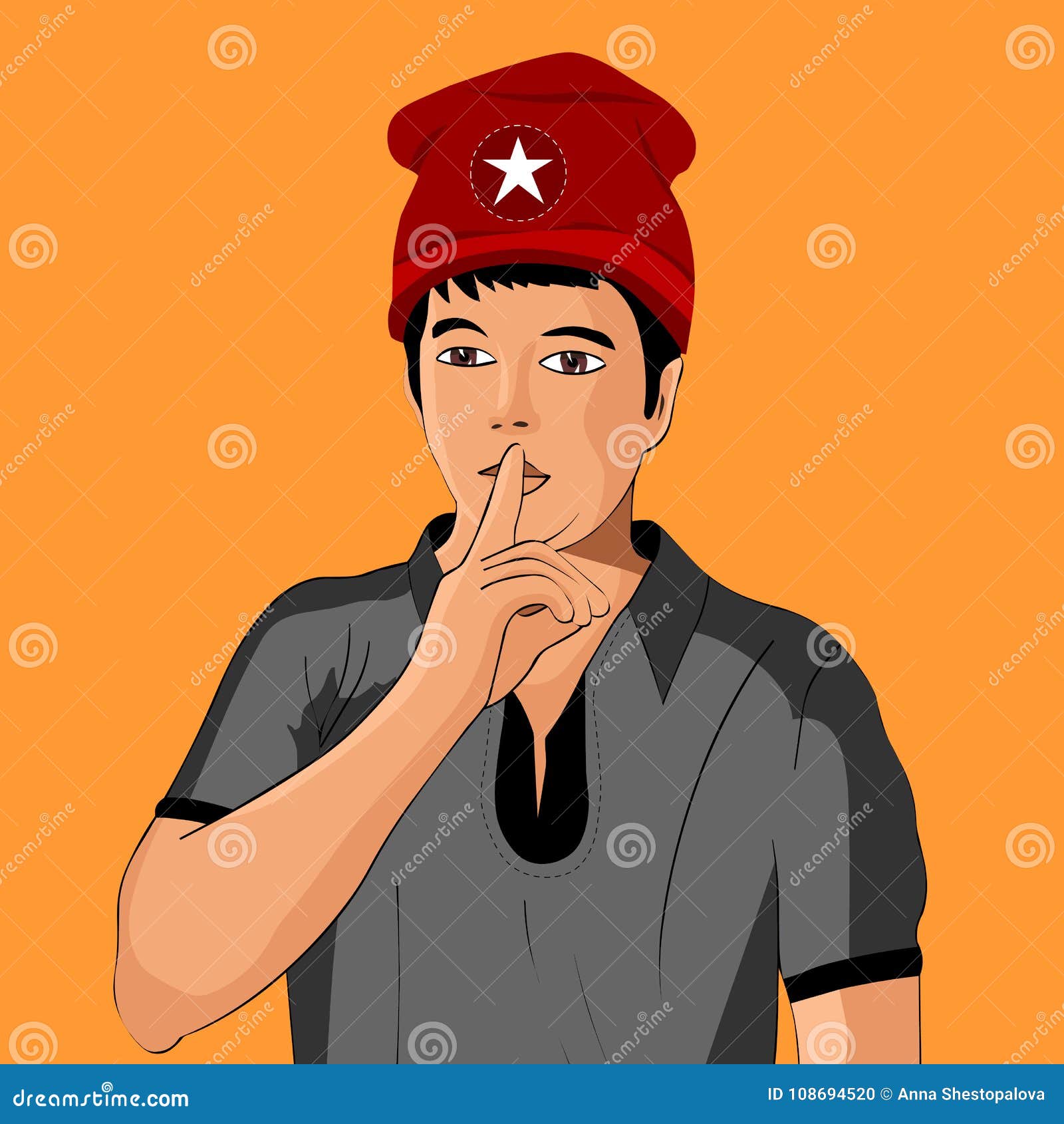 Young Man Showing Silence Gesture Stock Vector - Illustration of ...
