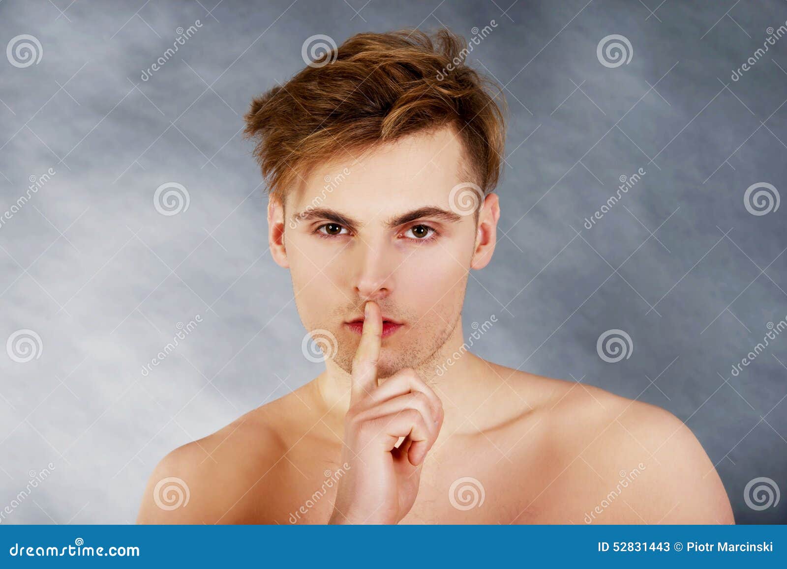 Young Man Showing Silent Gesture. Stock Image - Image of hand, model ...