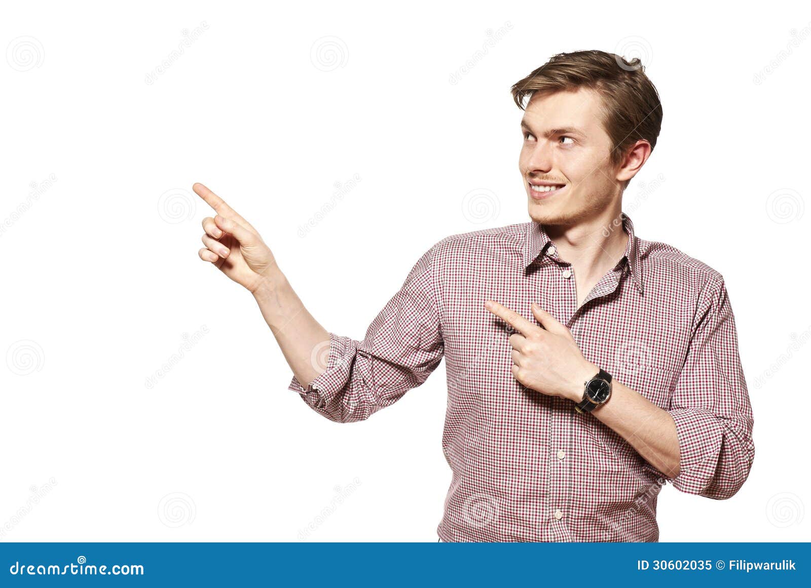 Young Man is Showing Something Stock Image - Image of isolated, 2025: ...
