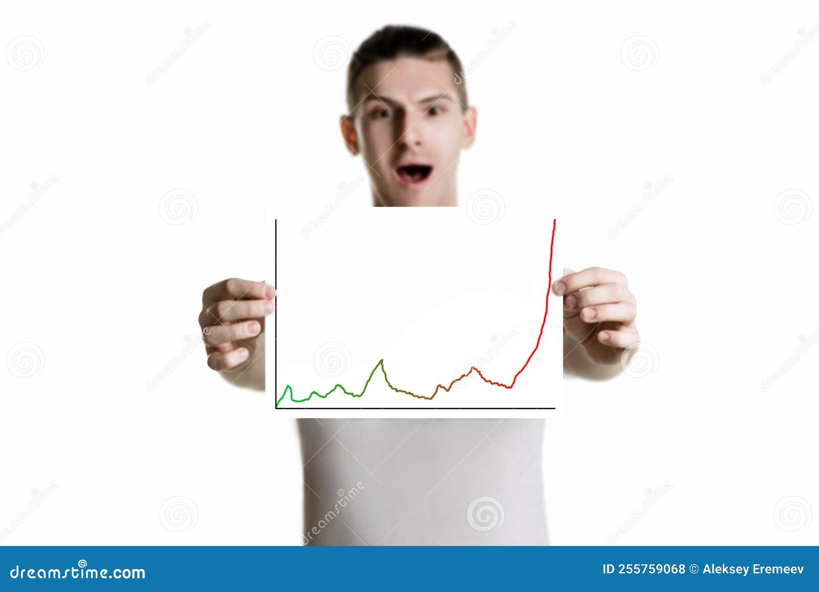 Young Man Shows Graph on a Piece of Paper Stock Photo - Image of ...