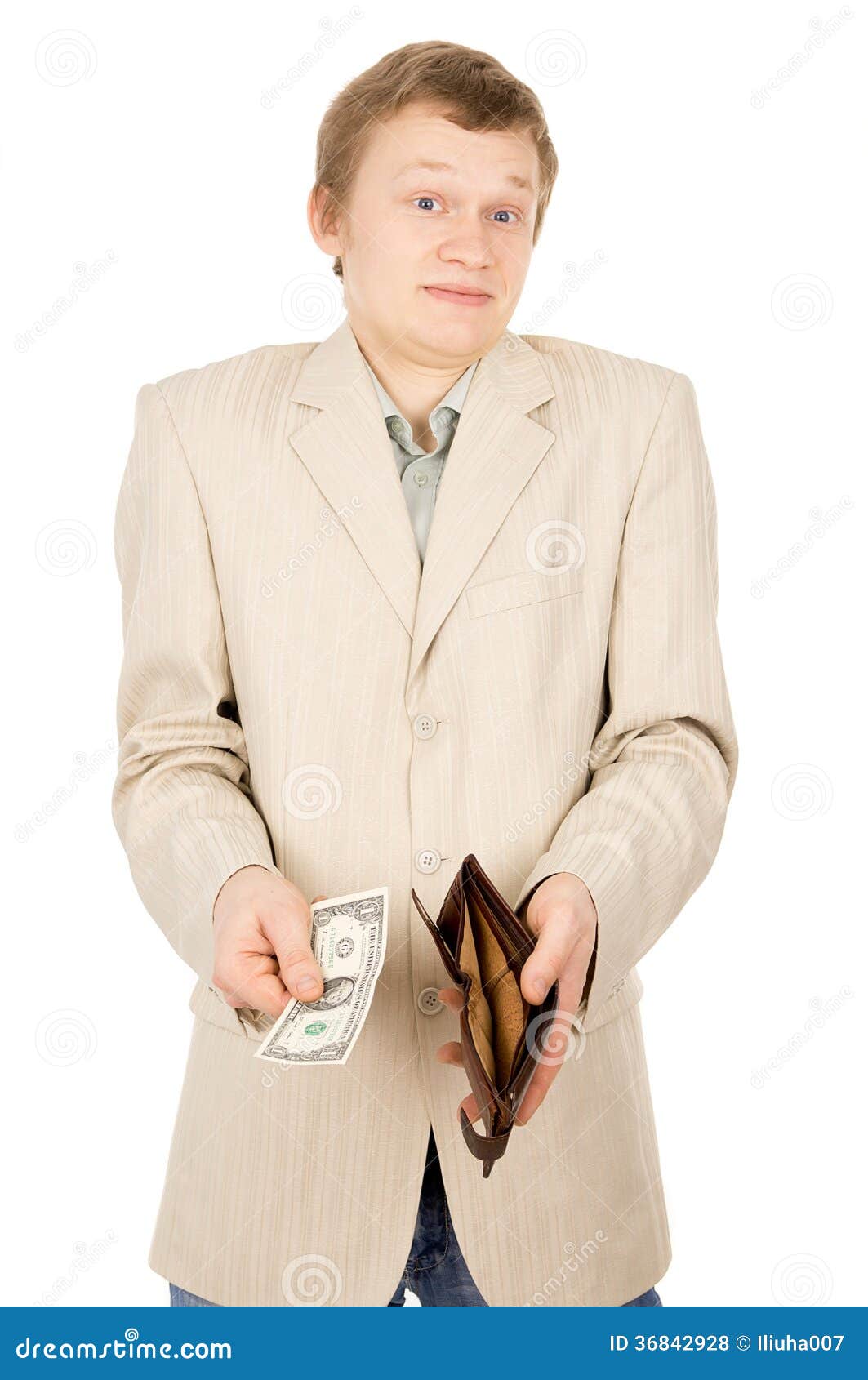 A Young Man Shows that he Has in the Wallet a One Dollar Stock Photo ...