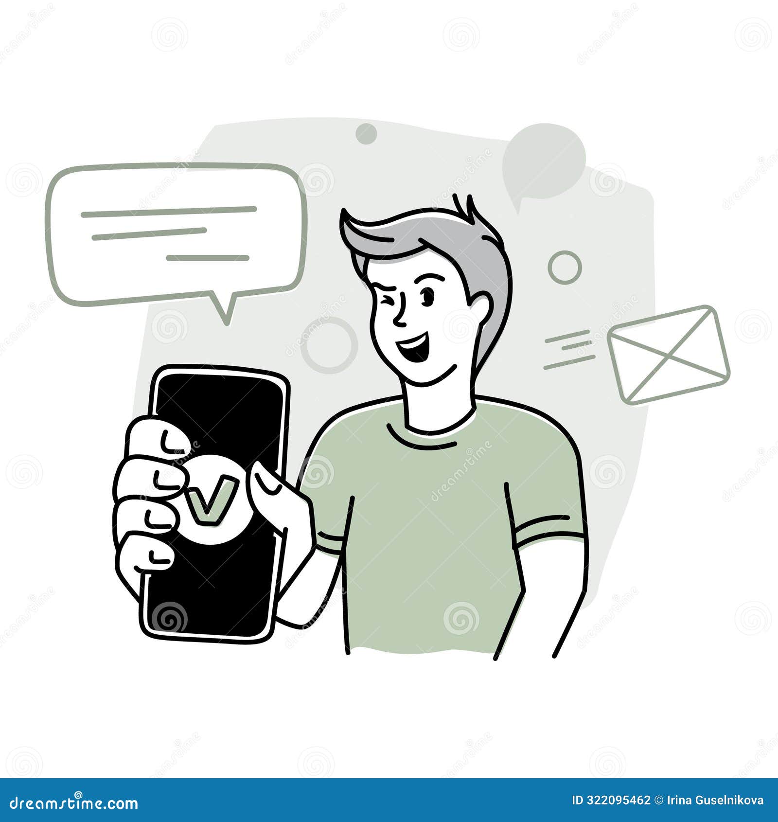 The Young Man Shows the Screen of His Mobile Phone with a Successfully ...