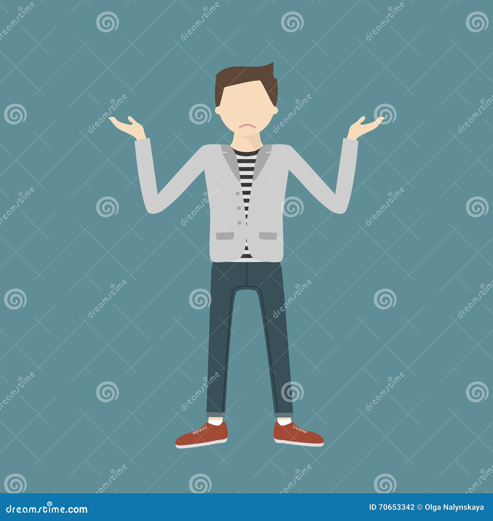 The Young Man Shrugs Sadly. Stock Vector - Illustration of doubt, palms ...