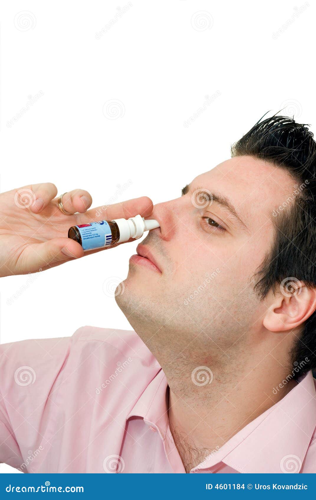 Young Man Sick, Putting Nose Drops Stock Photo - Image of sick, macro ...