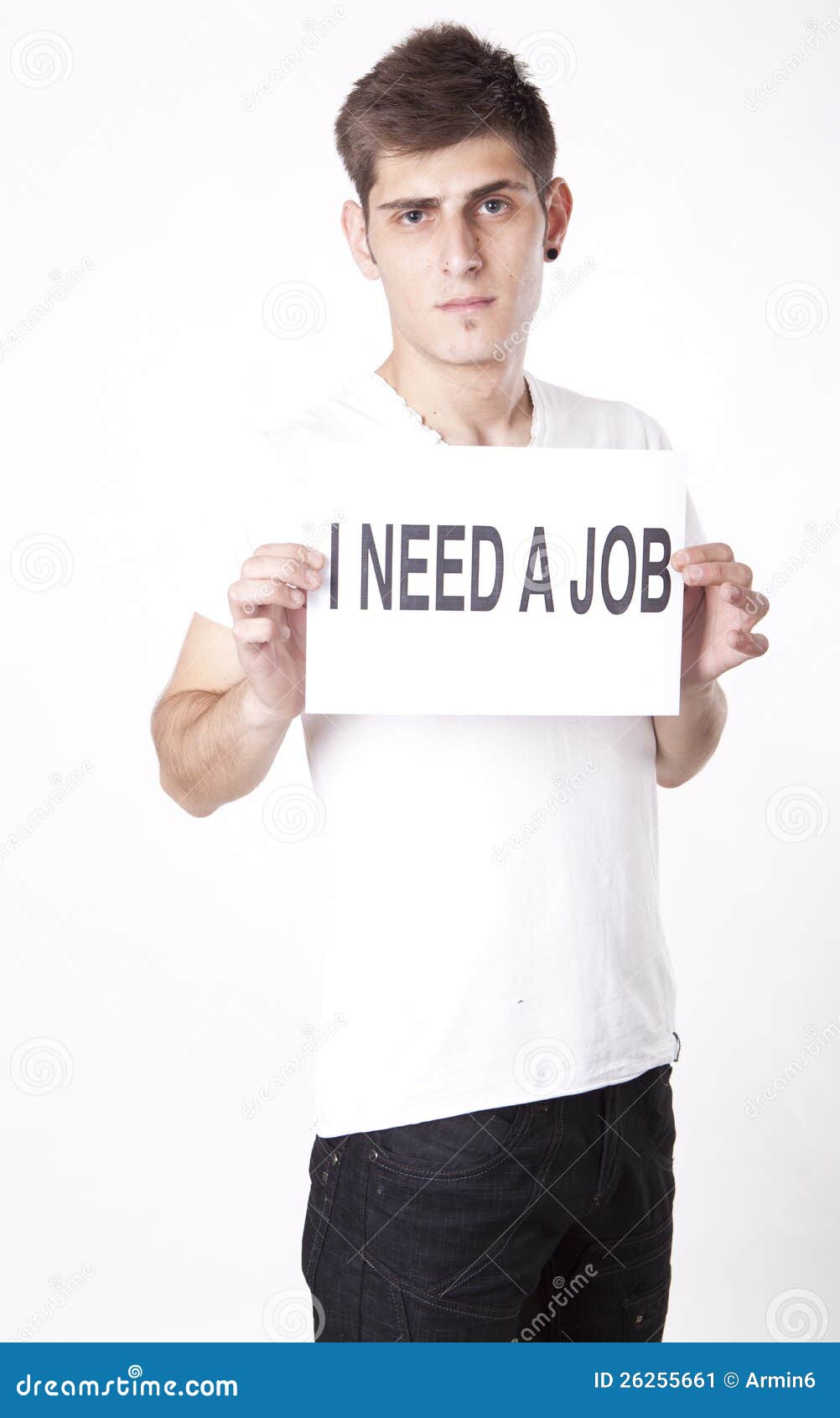 Young man with a sign stock image. Image of loneliness - 26255661