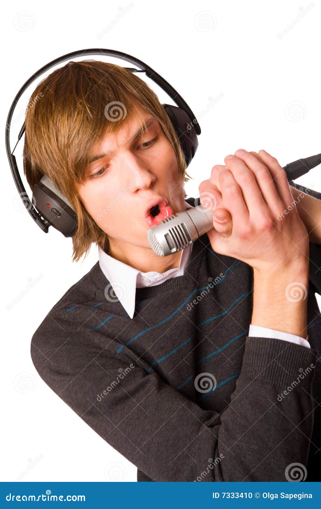 Young man singing stock photo. Image of microphone, enjoyment - 7333410