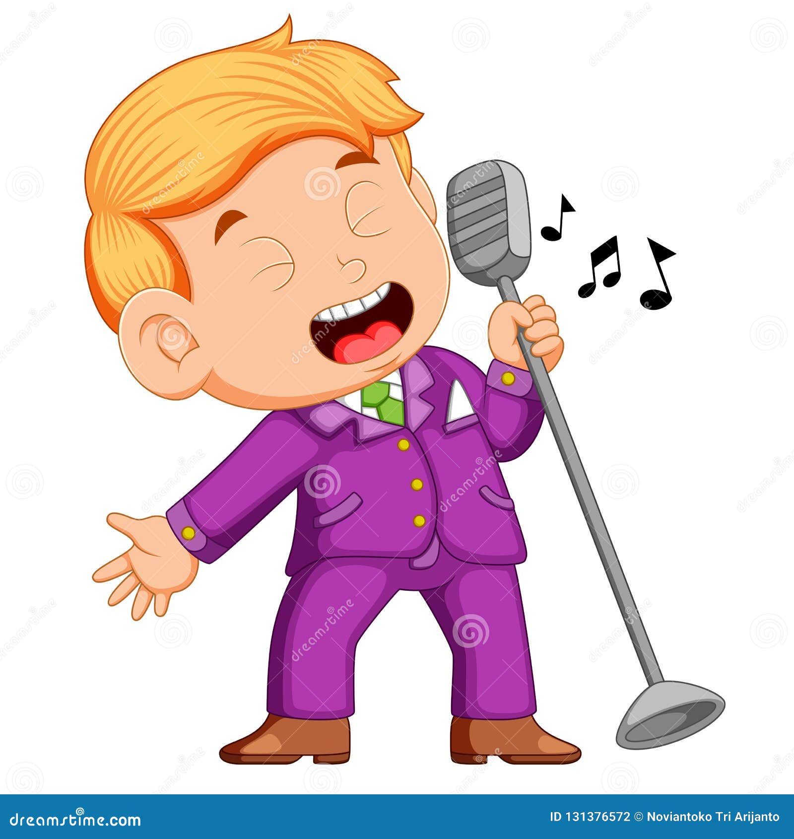 Young man singing stock vector. Illustration of celebration - 131376572