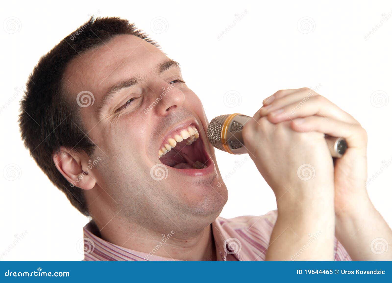 Young Man Singing with Microphone Stock Image - Image of performance ...