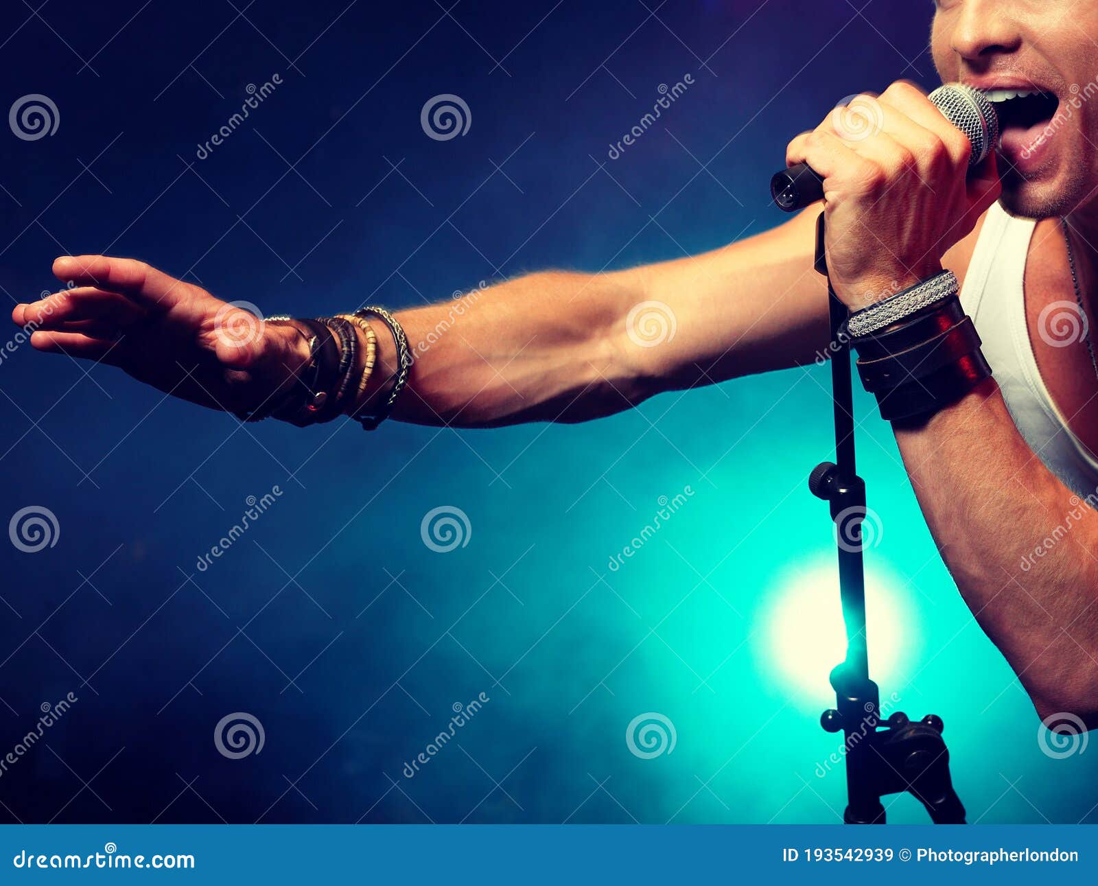 Young Man Singing at Rock Concert Stock Image - Image of performing ...
