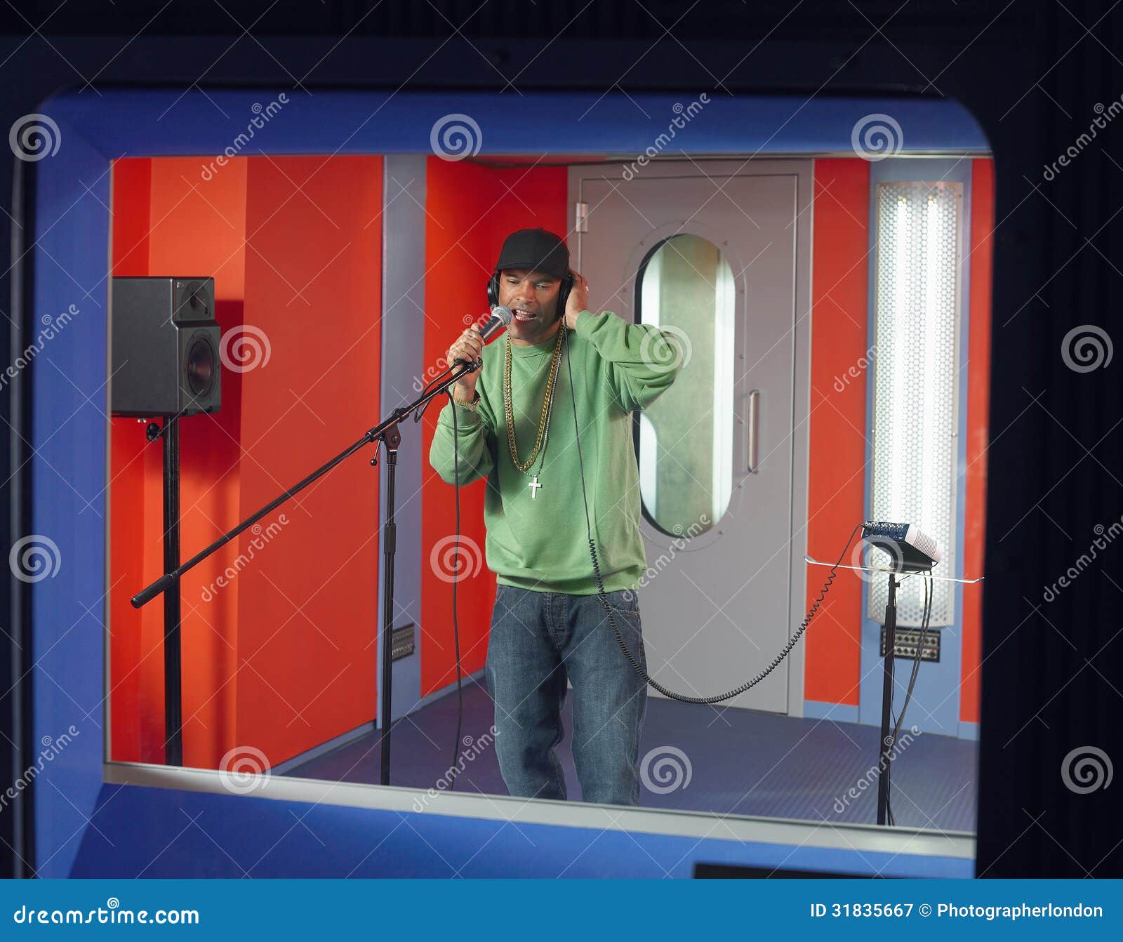 Young Man Singing in Studio Stock Image - Image of singing, adult: 31835667